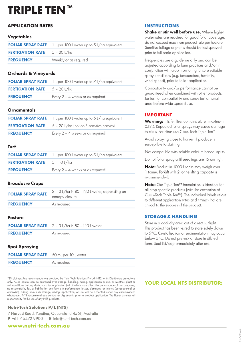 Triple Ten™ - Nutri-Tech Solutions® – AgriBio Systems